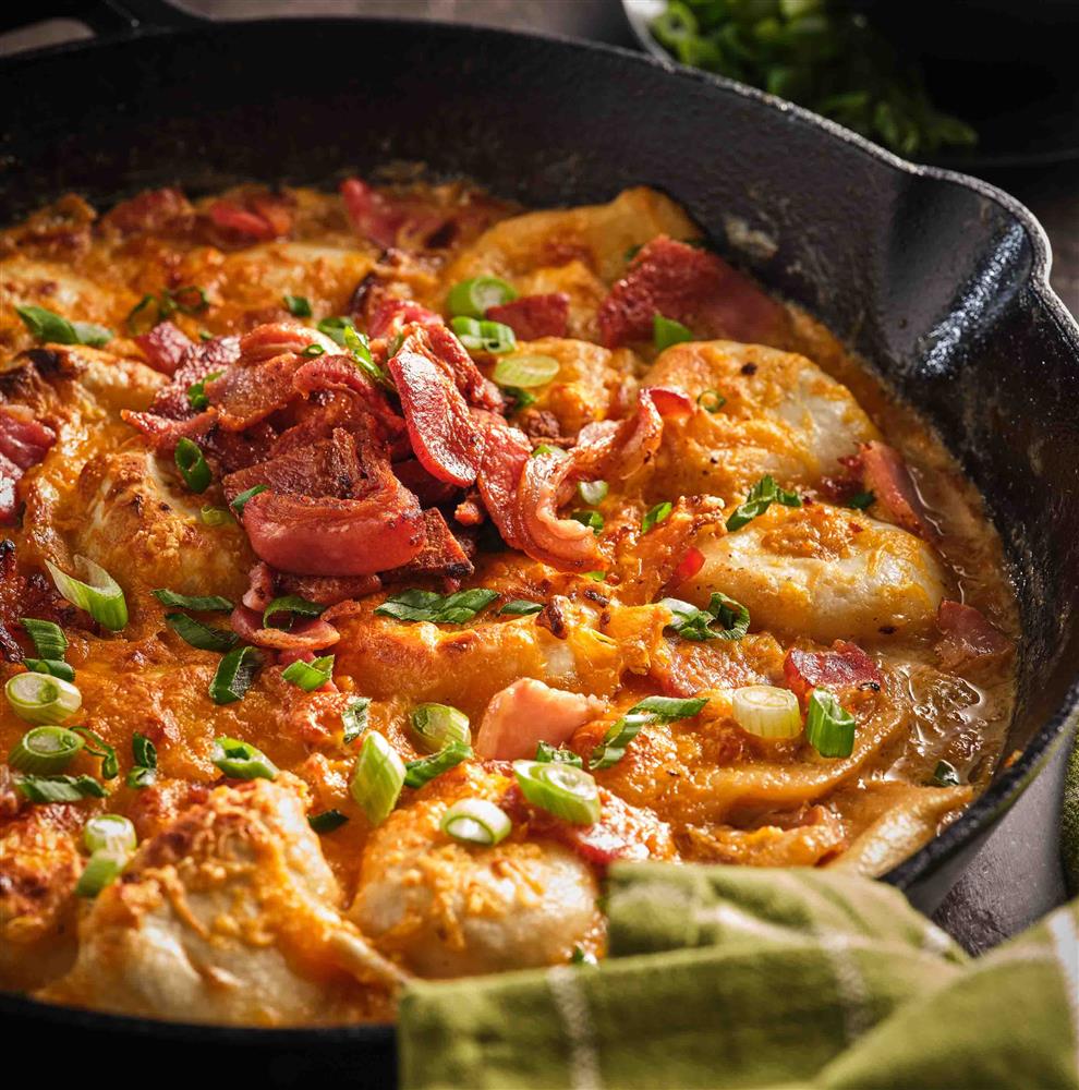 Bacon Perogy Skillet Dinner Recipe | Ontario Pork