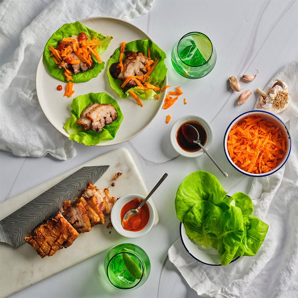 Air Fryer Pork Belly Lettuce Wraps Recipe | Ontario Pork